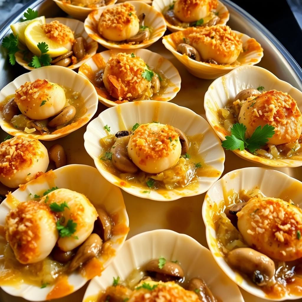 Coquilles Saint-Jacques Recipe - Gratinéed Scallops with Mushrooms and ...