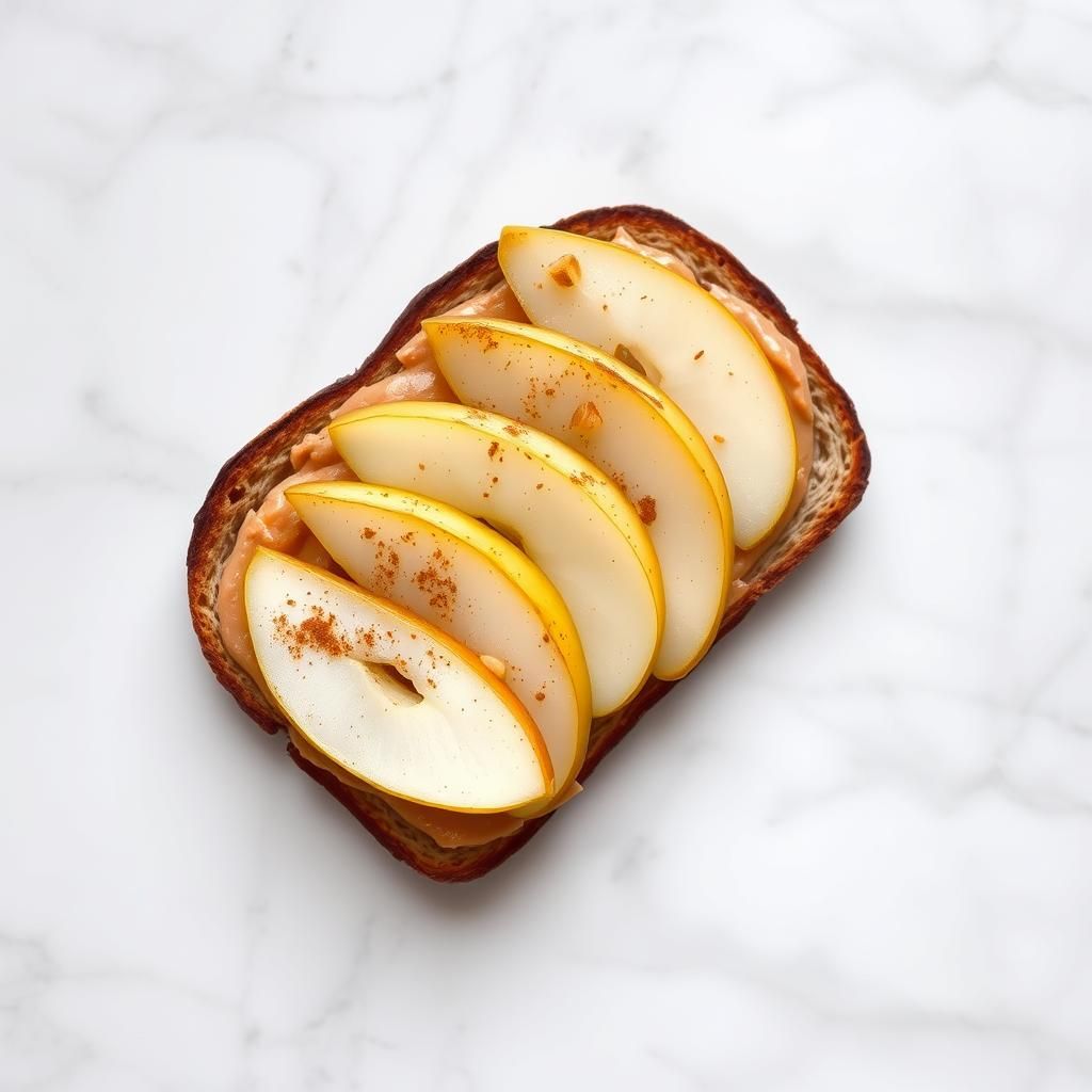 Pear and Almond Butter Toast with Cinnamon Recipe | Cooklaif