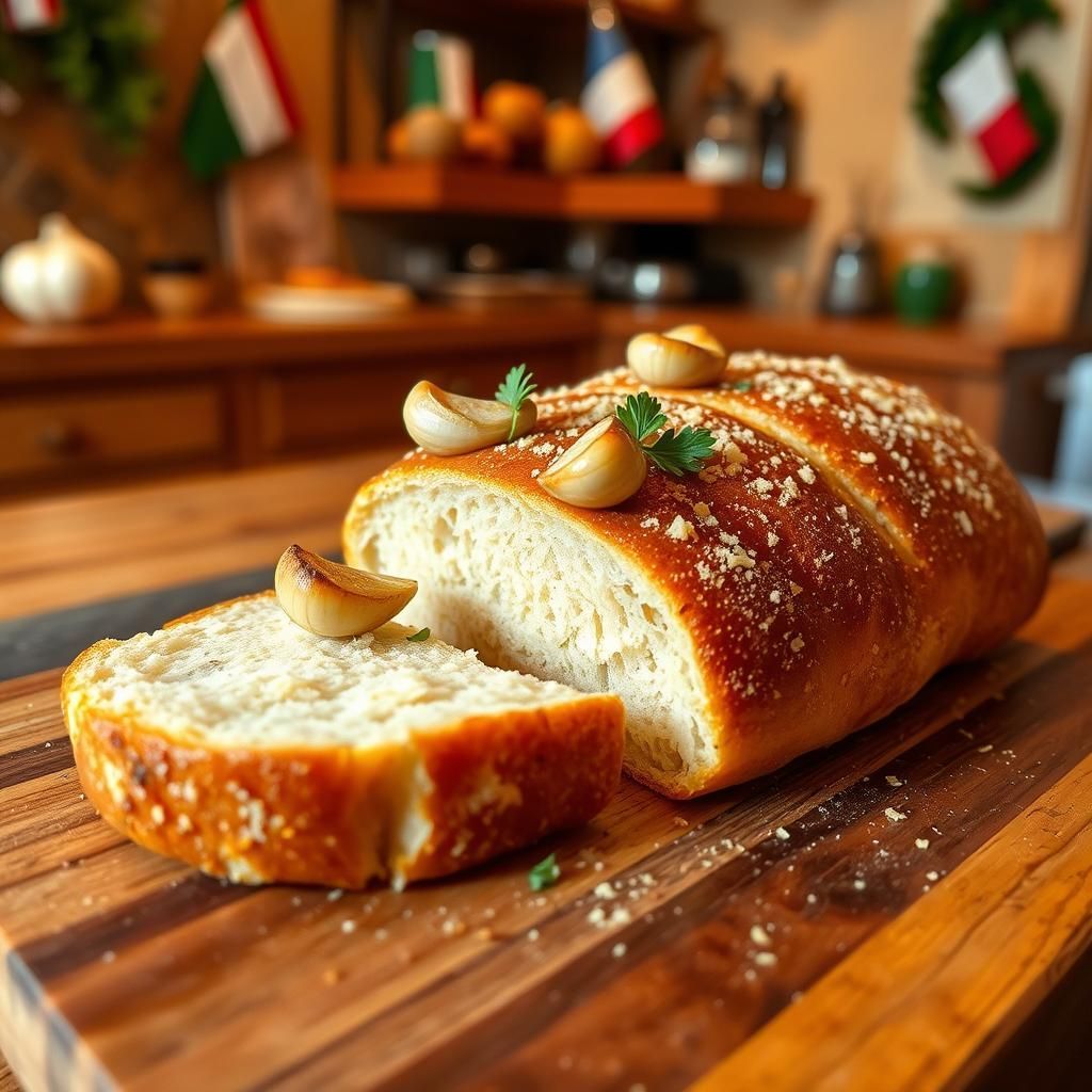 Roasted Garlic Parmesan Bread Recipe - Italian Bread Recipes | Cooklaif