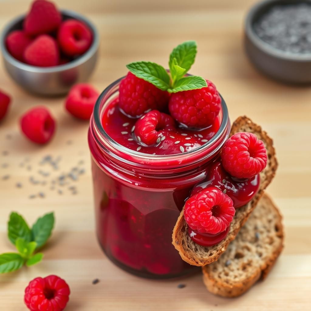 Vegan Sugar-Free Raspberry Chia Jam Recipe | Cooklaif